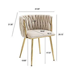 Kiztir Modern Velvet Dining Chair with Gold Metal Legs, Set of 4 Luxury Tufted Dining Chairs for Living Room, Bedroom, Kitchen