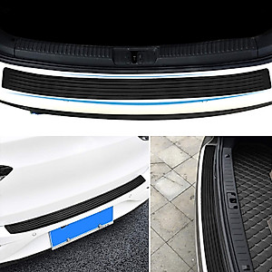 Matericuo Car Rear Bumper Guard Protector Anti-Collision Patch Anti-Scrape Rubber Universal Trunk Door Entry Guards for SUV/Cars Non Slip Black with Tape 38 inch