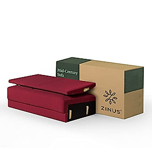 ZINUS Mikhail Loveseat Sofa / Ruby Red Sofa / Button Tufted Cushions / Easy, Tool-Free Assembly