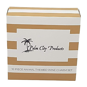 Palm City Products 10 Piece Animal Themed Wine Charm Set