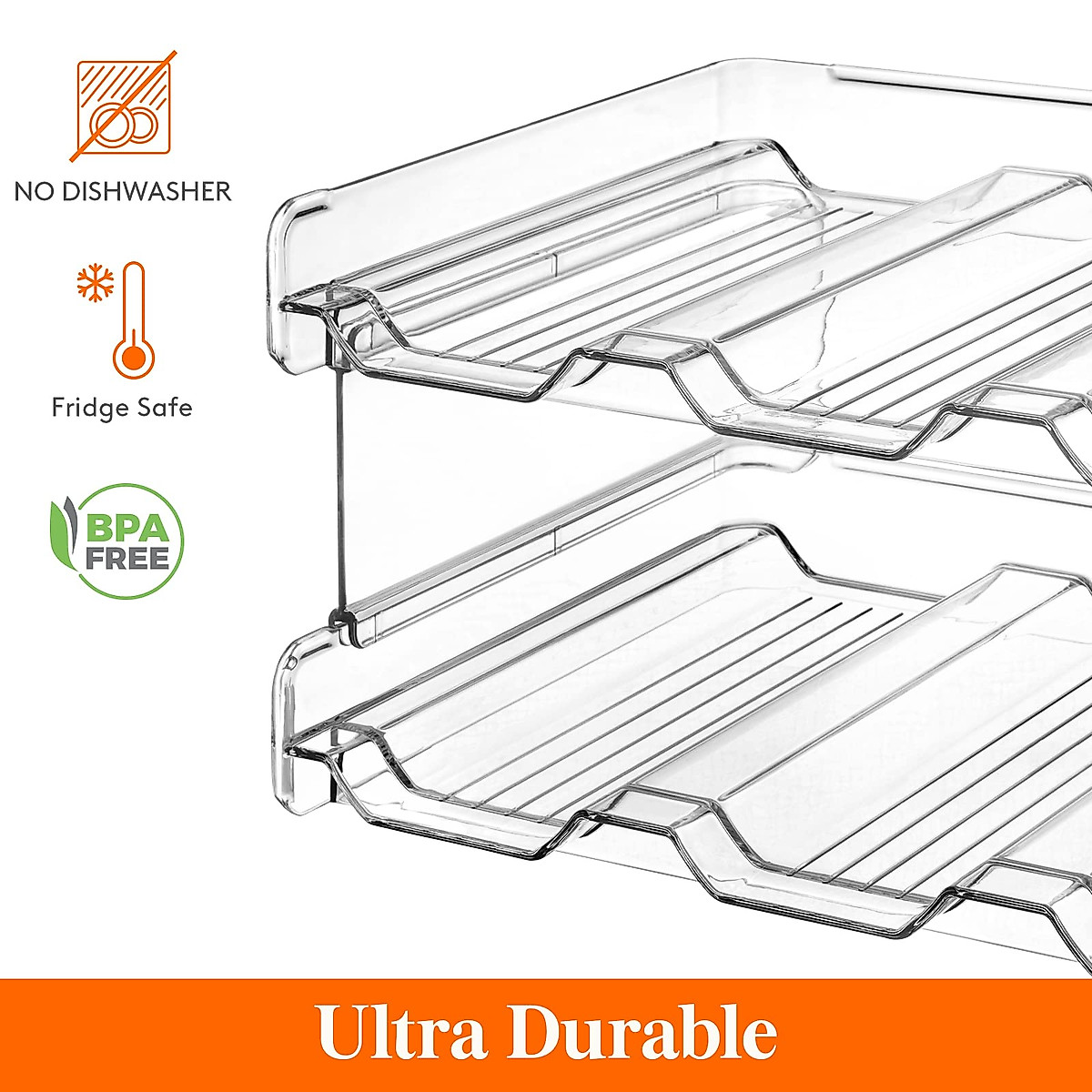 Lifewit Stackable Water Bottle Organizer for Cabinet, Freezer, Pantry - Plastic Cup Holder, Wine Racks for Kitchen Tabletop Storage, Cupboard, Office - Pack of 2, Each Rack Holds 3 Containers