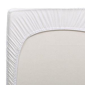 Beautyrest Black Luxury Fitted Baby Crib Mattress Pad Cover | Waterproof | 52” x 28” | Machine Washable, Bright White