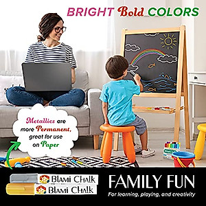 Blami Arts Liquid Chalk Markers Washable -14 Ink Pens & Extra Gold and Silver Colors - Chalkboard Labels Pack Included Non Toxic - Reversible Tips and Erasing Sponge included