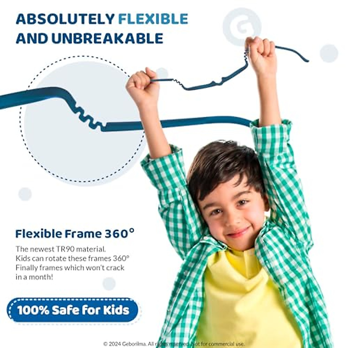 Geborilma Kids Flexible Glasses Frames for Kids - Kids Prescription Glasses 4-7 y Rbg Glasses for Kids Eyeglasses Unbreakable Navy