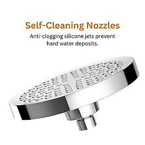 HandyCondo High Pressure Shower Head 6 Inch | Showerhead Is Perfect For Homes With Low Water Pressure | Leakproof Fixed Shower Heads With Angle-Adjustable Swivel Ball (Chrome)