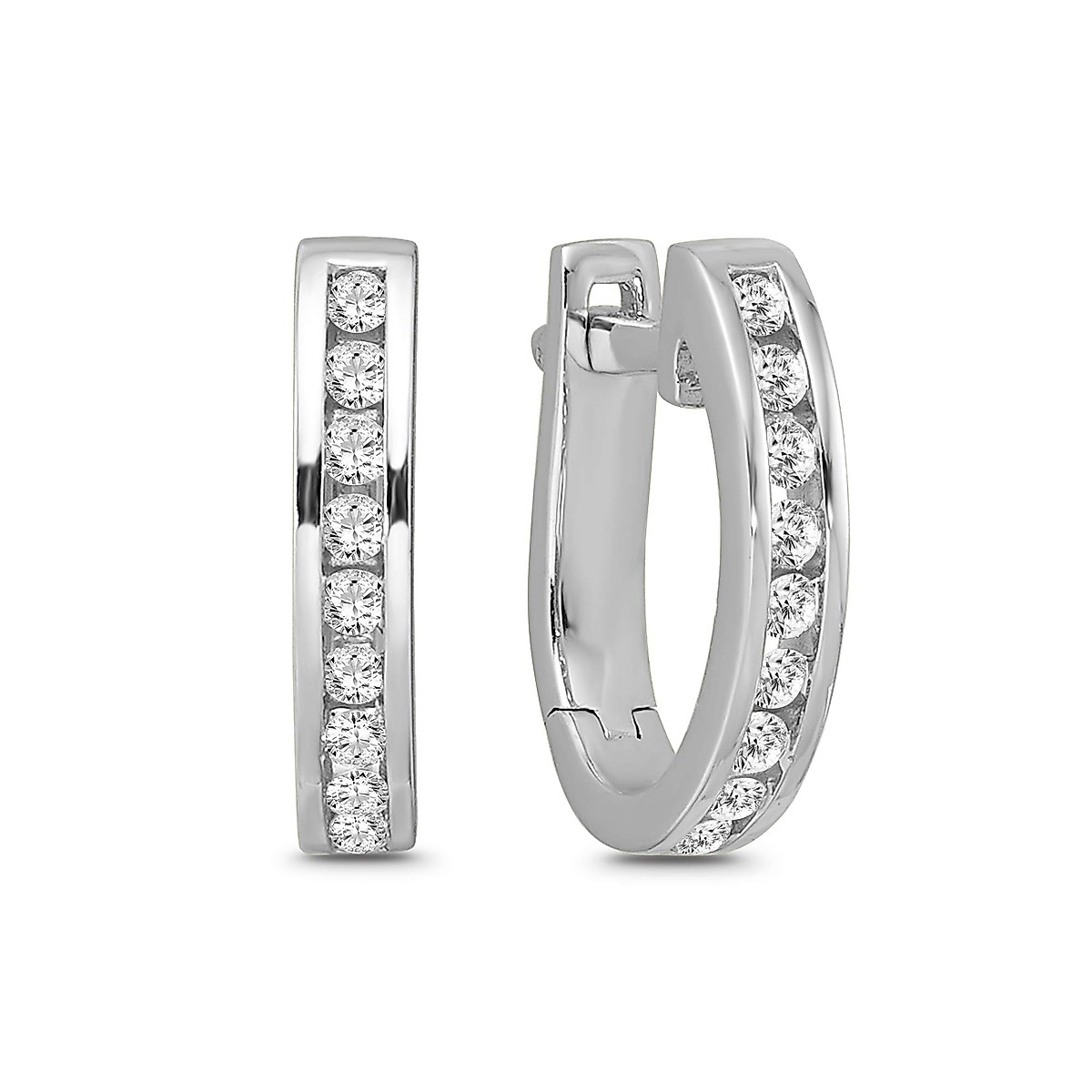 ARAIYA FINE JEWELRY 10K White Gold Diamond Hoop Earrings (1/3 cttw, I-J Color, I2 Clarity)