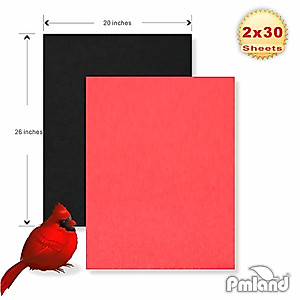 PMLAND Premium Quality Gift Wrapping Paper - Black and Red - 20 Inches x 26 Inches 60 Sheets
