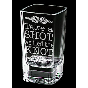 Take a Shot we Tied the Knot Engraved Personalized front back Wedding Party Reception Favors Just Married for Bride Groom Engraved Groomsmen Gift