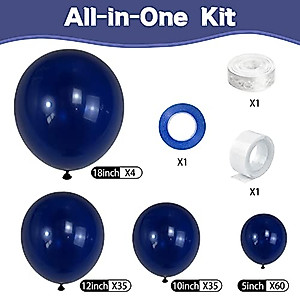 134Pcs Navy Blue Balloons Different Sizes 5 10 12 18 Inch Navy blue Latex Balloon for Birthday Wedding Baby Shower.