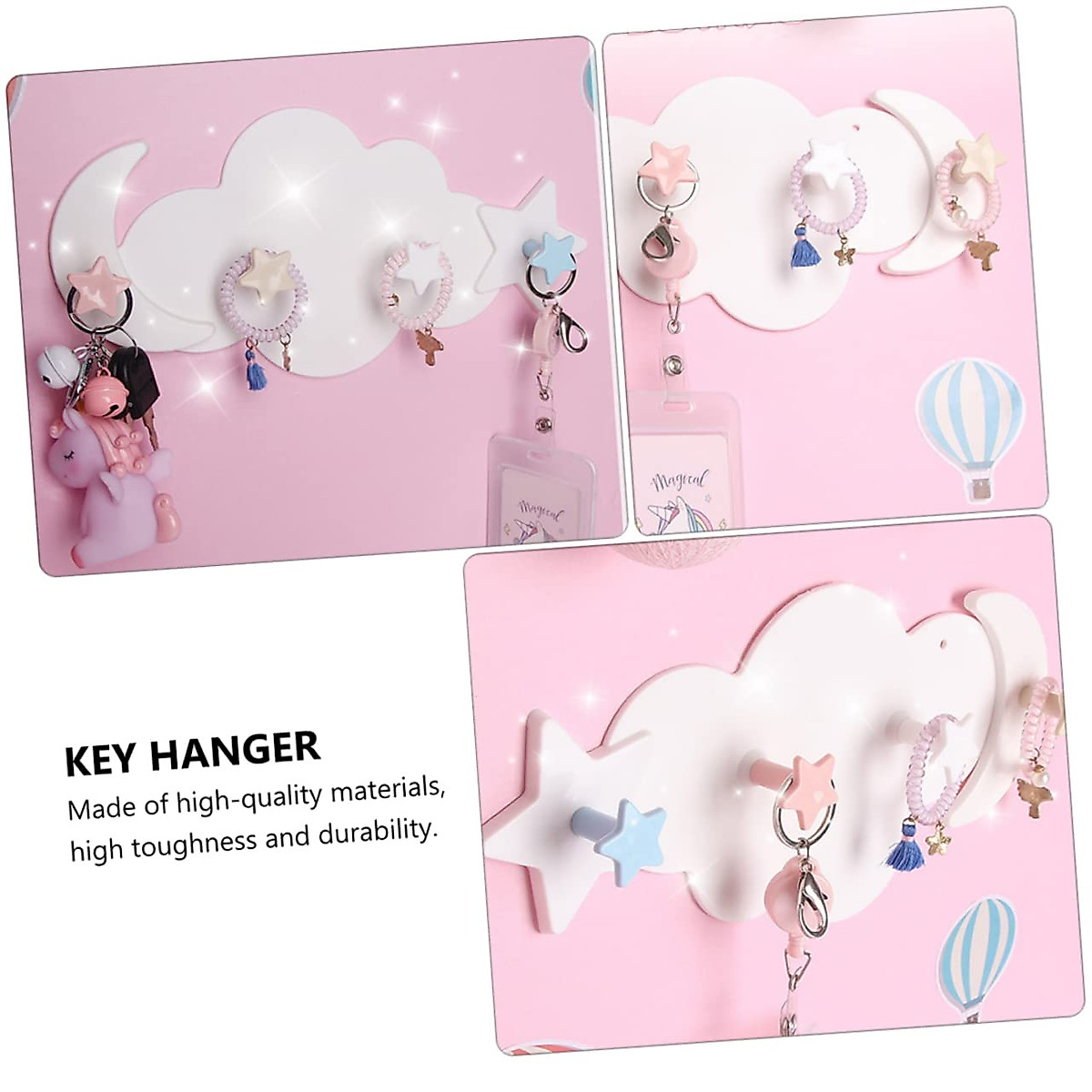 OFFSCH 2pcs Star Moon Hook Cartoon Wall Entryway Hanger Wall Mount Coat Hooks Wall Decorative Hooks Coat Hanger Adhesive Hooks Hanging Towel Rack White No Trace Plastic Nightgown