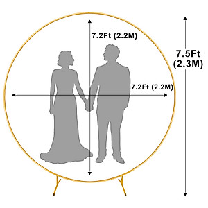 Round Backdrop Stand 7.2 ft, Metal Balloon Arch Kit Circle Frame for Parties, Birthday, Wedding, Ceremony Decorations-Gold