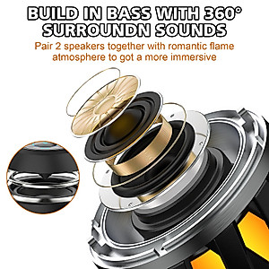 Xpoovv Outdoor Speakers Bluetooth Waterproof,Gifts for Men Women Dad Mom Father, LED Flame Speaker Portable Bluetooth Speakers with Stakes/Poles/Hook Loud Sound 24H Playtime for Patio/Party/Camping