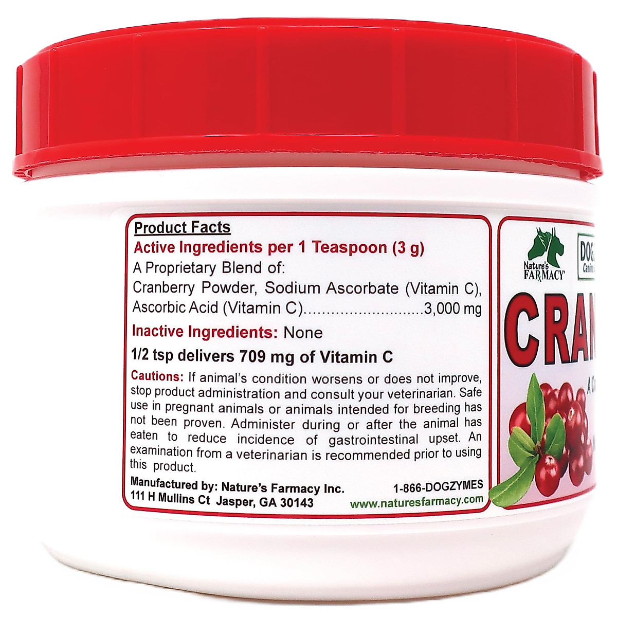 Dogzymes Cran Tri C Urinary Tract Support, Vitamin C Blend, 1418mg per Teaspoon (1 Pound)