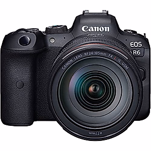 Canon EOS R6 Mirrorless Digital Camera with 24-105mm f/4L Lens (4082C012) + 64GB Tough Card + Case + Flex Tripod + Hand Strap + Cap Keeper + Memory Wallet + Cleaning Kit (Renewed)