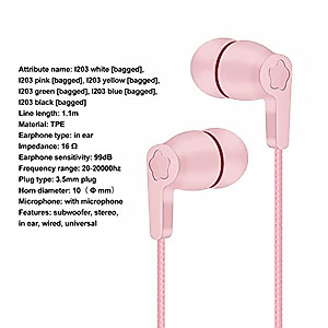 areclern Wired Earbuds with Microphone Noise Canceling Earbud Heavy Bass Stereo Earphones in-Ear Lightweight 3.5mm Gaming Sports Headphone for Students Girls Boys Black