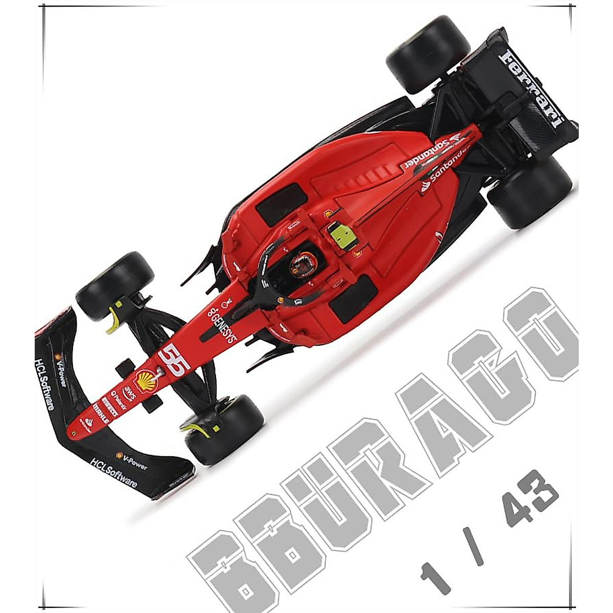 Xiangtat 1/43 Bburago 1:43 F1 2023 Ferrari SF23 55# Carlos Sainz Alloy Car Die Cast Car Model Collection Gift (SF23 55# W/Helmet)