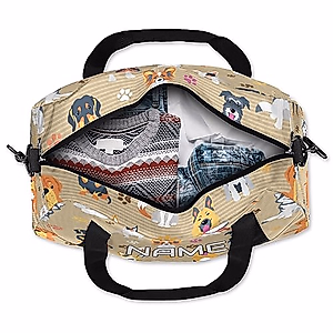 Custom Duffel Bag for Kids Dog Paw Print Stripe Personalized Sports Tote Gym Bag for Teens Boys & Girls Waterproof Weekender Carry Shoulder Travel Bag School Dance Ballet Practice Bag