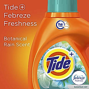 Tide plus Febreze Freshness Botanical Rain HE Turbo Clean Liquid Laundry Detergent, 46 oz, 29 loads (Packaging May Vary)