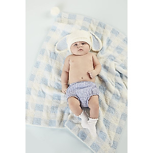 Mud Pie Children's Nursery Chenille Blanket, Blue Gingham, 34" x 28"