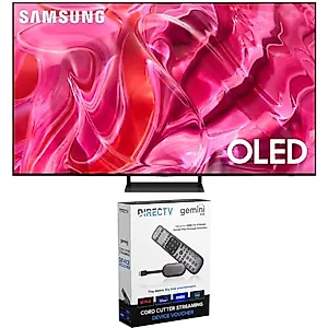 SAMSUNG QN55S90CA 55 Inch OLED 4K Smart TV Cord Cutting Bundle with DIRECTV Stream Device Quad-Core 4K Android TV Wireless Streaming Media Player (2023 Model)