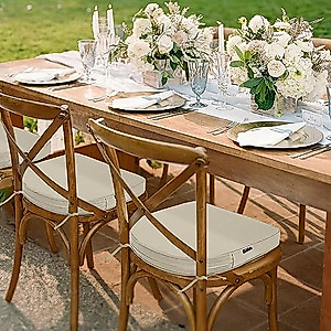 Favoyard Outdoor Chair Cushions 19"x19"x2" Set of 4 Waterproof Seat Cushion for Patio Furniture with 3-Year Fade Resistant Removable Cover Attach Straps Hidden Zipper Round Corner for Yard Garden