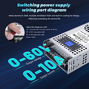 BOSYTRO 48V Adjustable dc Power Supply 600W,Switching Power Supply AC 110V/220V to DC 0-48V DC Converter with LED Digital Display, 5V 24V 36V Buck Converter for Dimmable LEDs,3D Printer,Computer Lab