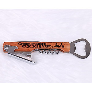 Personalized Engraved corkscrew opener Personalized wood bottle opener Wine corkscrew, custom bottle opener Bottle Openers Laser Engraved