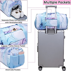 Travel Duffle Bag for Kids Girls Unicorn Weekender Bag Overnight Bag for Girls Water Resistant Sports Gym Bag with Shoe Compartment Wet Pocket