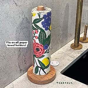 Earthly Co. Reusable Paper Towels - 10 Pack - Cloth Paper Towels Reusable Washable - Roll of Reusable Napkins Paperless Paper Towels - Absorbent + Long Lasting - Zero Waste Products - (Flowers)
