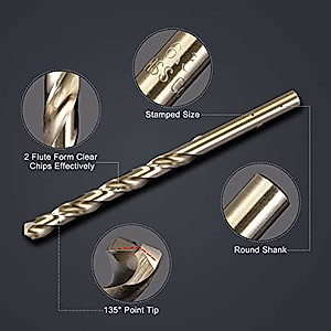 uxcell 20pcs Cobalt Drill Bit 6.3mm Drilling Dia M35 Twist Drills Hex Shank Bits for Steel, Aluminum, Copper, Soft Alloy Steel, Wood, Plastic