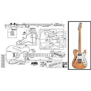 Plan of Fender Telecaster Thinline Electric Guitar - Full Scale Print