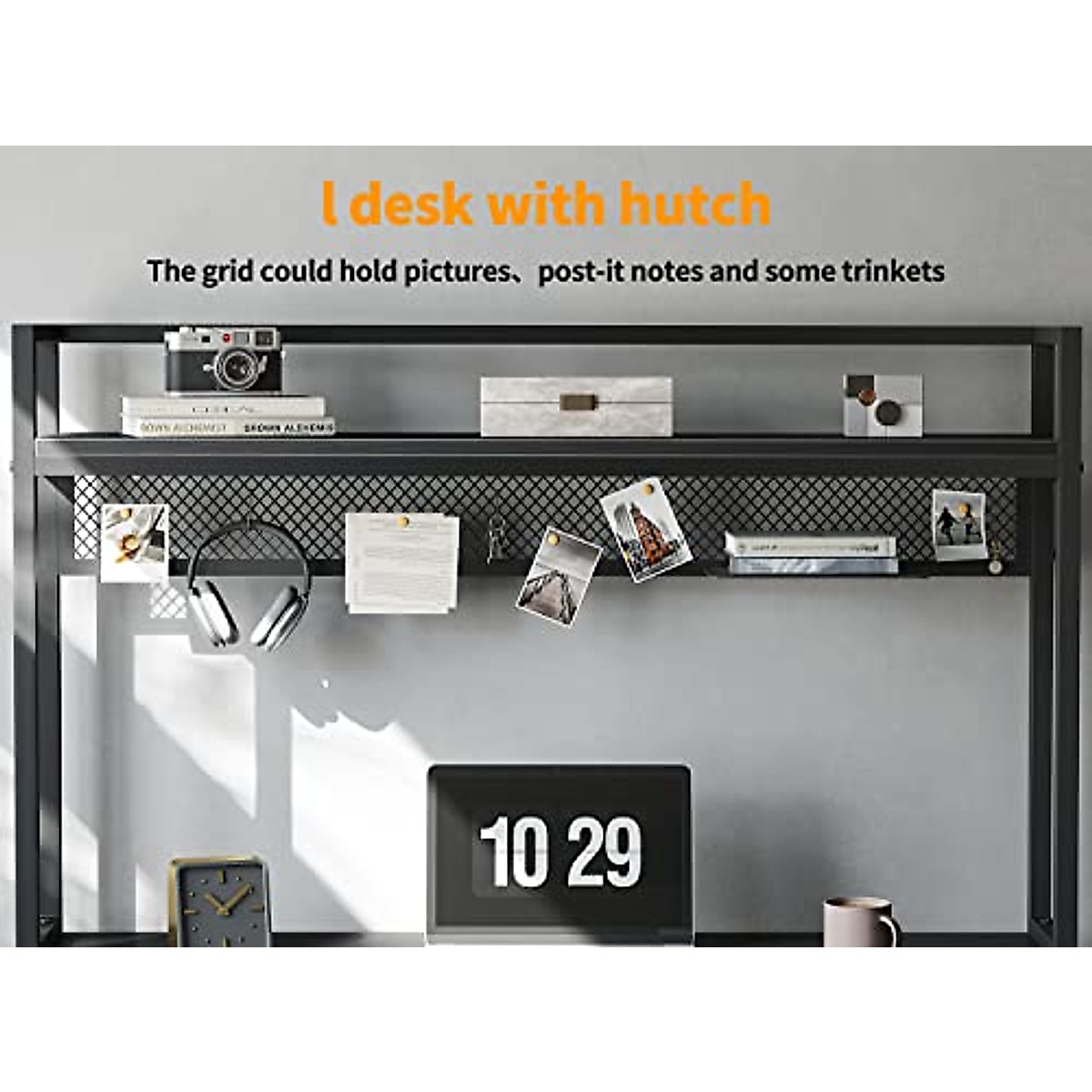 CubiCubi L Shaped Desk with Hutch, 58" Corner Computer Desk with Drawer,Home Office Gaming Table Workstation with Storage Bookshelf