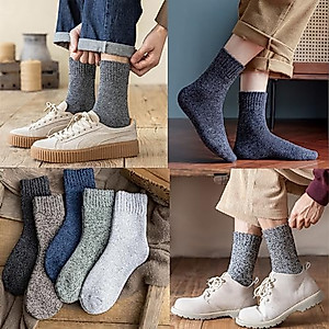 VoJoPi Wool Socks for Women Warm Winter Thick Cozy Fuzzy Crew Soft Socks Boot Socks Thermal Gifts for Women 5 Pairs