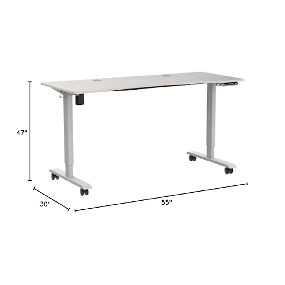 Suhapup Electric Height Adjustable Computer Desk,55x30 inches Desk with Memory Controller Corner Standing Desk Modern Workstation with Ergonomic Desk Light Oak Splice Board/White Frame