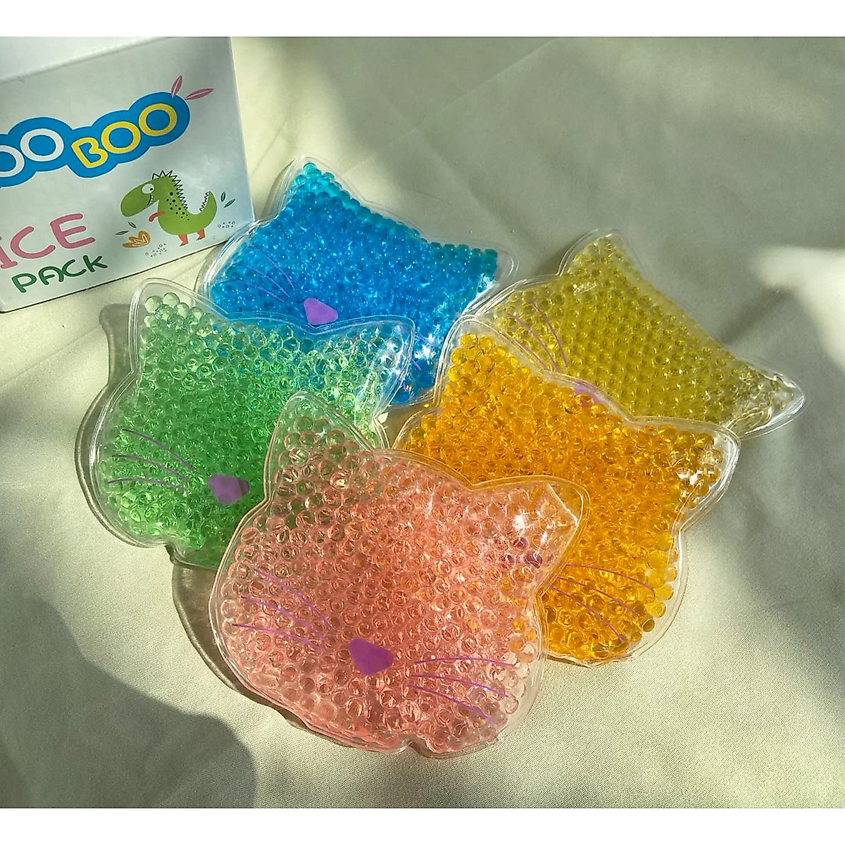 HI FINE CARE 5 Pcs Boo Boo Ice Pack, Kid Reusable Ice Pack, Auxiliary Fever Reduction, Hot Cold Pack for Kids Injuries, Wisdom Teeth, Baby Colic, Gas and Upset Stomach, Pain Relief, Fever, Headaches