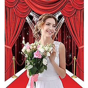 Hollywood Theme Party Decorations Photo Backdrops Red Carpet Backgrounds Vinyl Photography Background Backdrops for Wedding Birthday Party Decoration 5x7ft 053