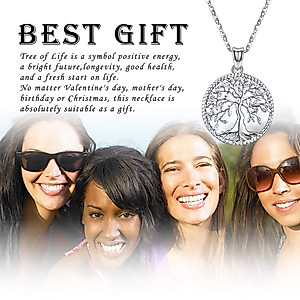 Odinstone Tree of Life Necklace, Sterling Silver Pendant for Women, Best Jewelry Gifts For Mom/Wife/Grandma(With Fine Gift Box)