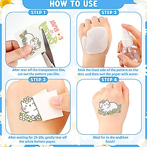 Demissle 260 Pcs Daisy Temporary Tattoo for Kids Summer Groovy Tattoo Stickers Waterproof Flower Cat Bear Rainbow Face Tattoos Boho Birthday Party Decoration Favor Cute Party Supplies Girls Boys Gifts