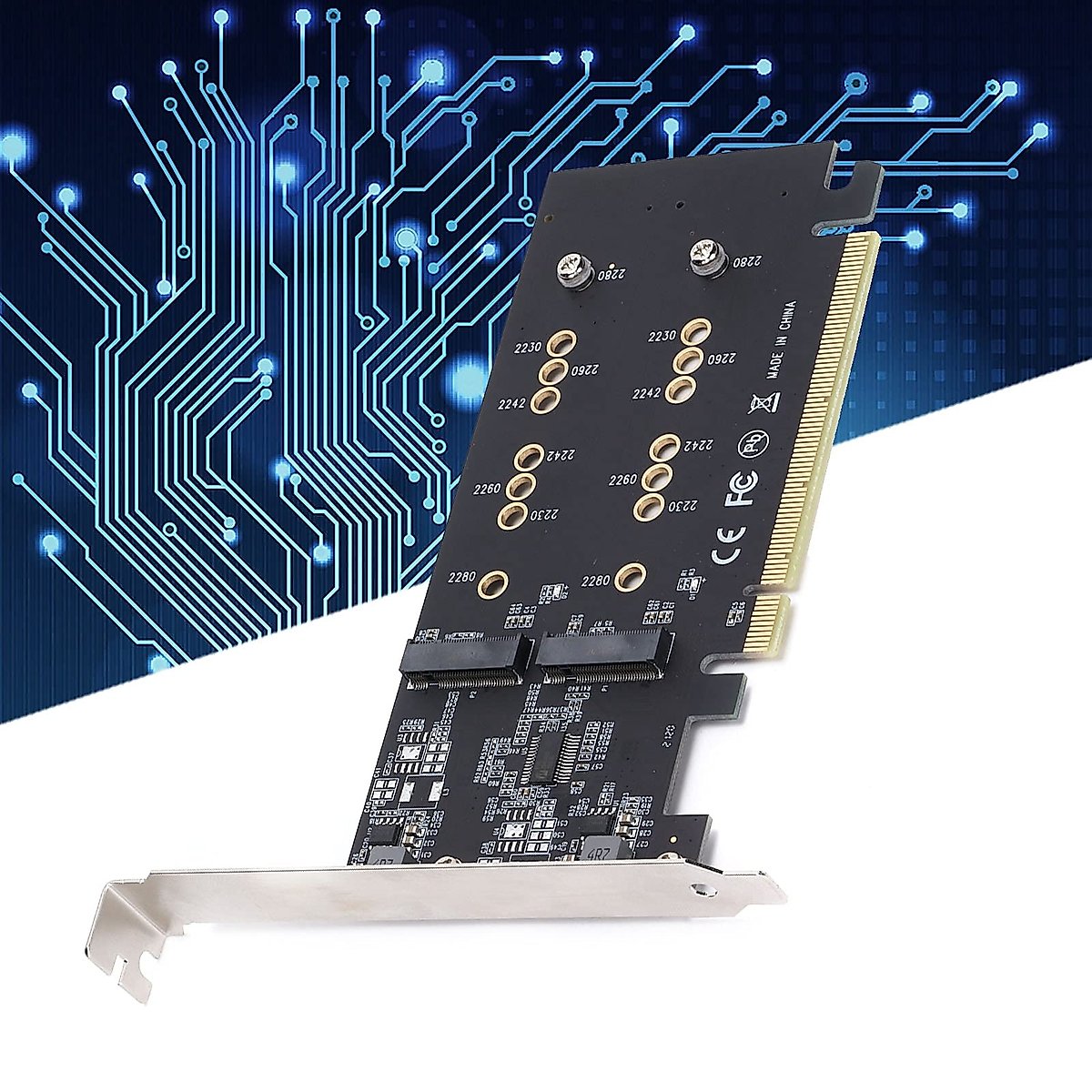 Nvme Pcie Card, Pcie Nvme Adapter NVME Two‑Plate Design 3.0 X16 Great Workmanship Environmentally Durable for Computer for Desktop for Replacement for PC