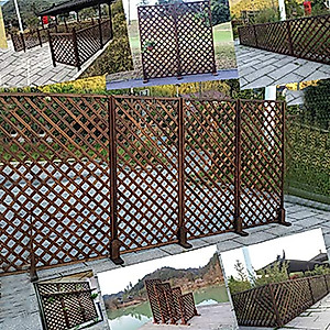 QBZS-YJ Wooden Garden Fence Fence Garden Trellis Privacy Square Lattice Solid Wood Garden Screen Trellis Outdoor Products