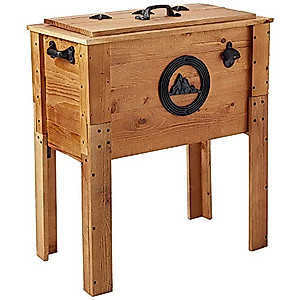Rustic Outdoor Beverage Cooler for Patio - 45 Qt. - Rustic Brown - Backyard Expressions