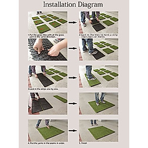 GOLDEN MOON Artificial Grass Turf Tile Interlocking Self-draining Mat, 1x1 ft, 1.5 in Pile Height, 6 Pack