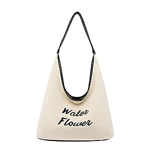 Canvas Tote Bag Shoulder Bag With Magnetic Snap,Hobo Canvas Tote Bag Aesthetic For School,Black Canvas Bag Purse Handbags Casual Tote With Waterproof