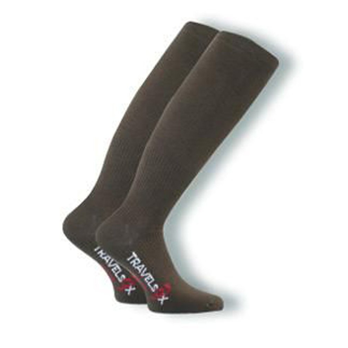 Travelsox Flight Travel Socks OTC Patented Graduated Compression TS1000 Brown - Large Unisex Sizing