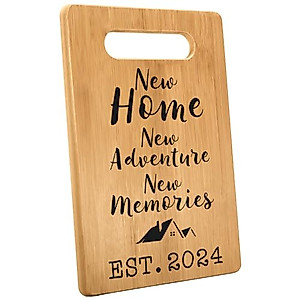 MY-ALVVAYS Housewarming Gift for New House Homeowner, Housewarming Gift, New Home Gift Idea, First Home Gift, Gift for Home, New Home New Adventure New Memories, Cutting Board Gift, 7"x 11", MCB032
