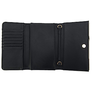 lola mae Wallet Clutch for Women with Phone Holder, Cellphone Purse with strap Fold-Over Crossbody bag (BLACK)