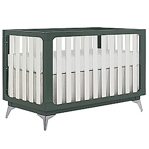 Sweetpea Baby Ultra Modern 4-in-1 Convertible Crib in Green in Olive, Greenguard Gold Certified , 58.5x30x47 Inch (Pack of 1)