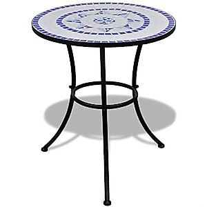 vidaXL Bistro Table Mosaic Ceramic Blue White Outdoor Garden Patio Cafe Coffee