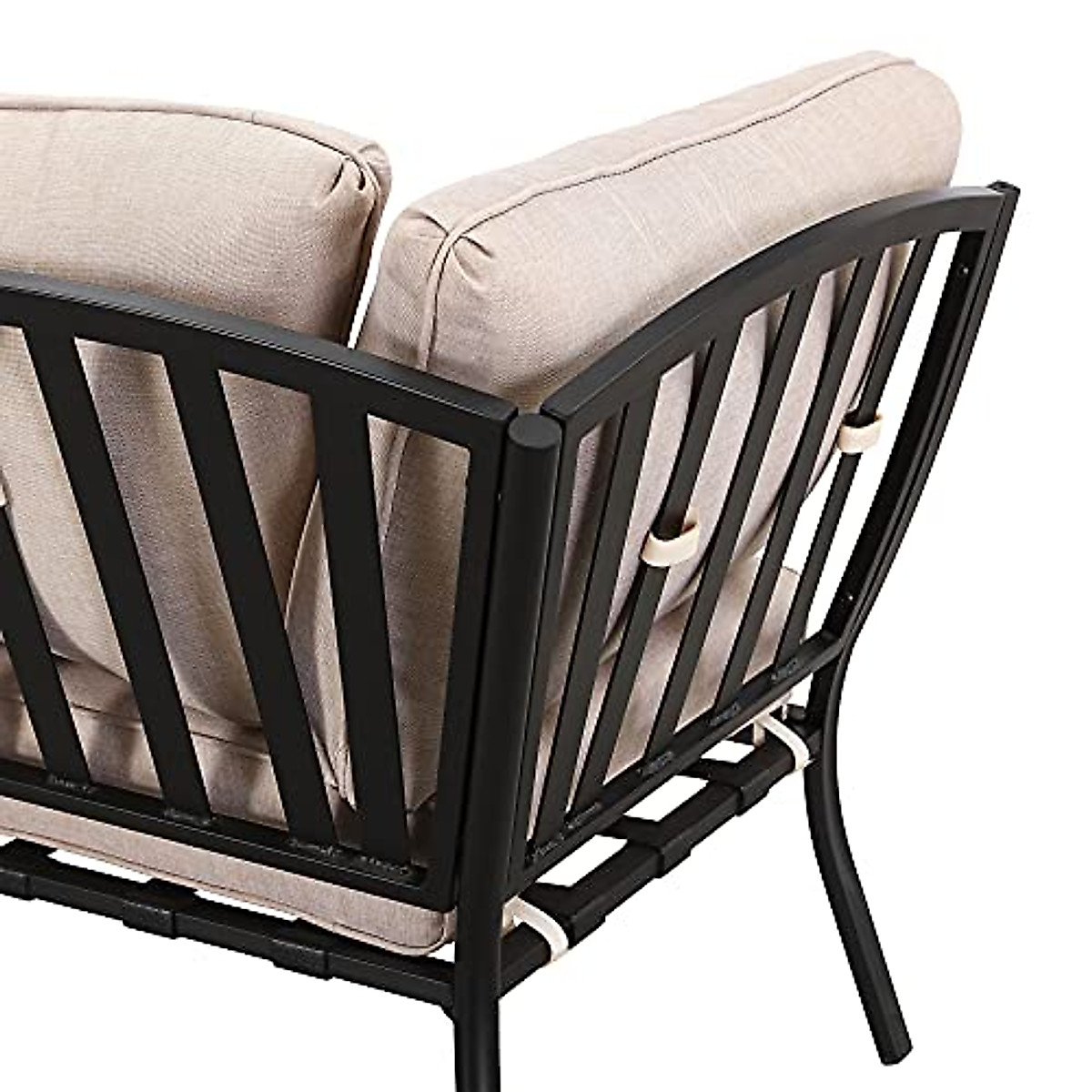 LOKATSE HOME Outdoor Corner Sofa Patio Conversation Chair with Cushion for Garden, Pool, Porch, Beige