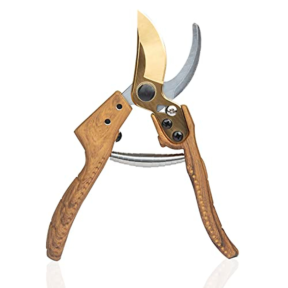 S.yeoo 8" Gardening Shears, Professional Bypass Pruner Hand Shears, SK5 Stainless Steel Blade, Clippers for Plants, Gardening, Trimming, Garden Tools (Wood Grain)